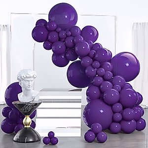 PartyWoo Dark Purple Balloons 130 pcs Purple Balloons Different Sizes Pack of 18 12 10 5 Inch Purple Balloon Arch Kit Balloon Garland for Birthday Halloween Graduation Party Decorations Purple-Y16