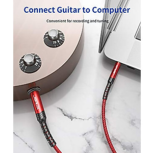 JSAUX 3.5mm to 6.35mm Stereo Audio Cable, 6.35mm 1/4" Male to 3.5mm 1/8" Male TRS Bidirectional Stereo Audio Cable Jack 4FT for Guitar, iPod, Laptop, Home Theater Devices, Speaker and Amplifiers-Red