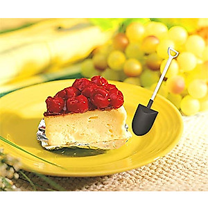 OaaXbbECco Novelty Mini Shovel Shape Spoons Cute Disposable Plastic Dessert Spoons (50 black+white model 2)