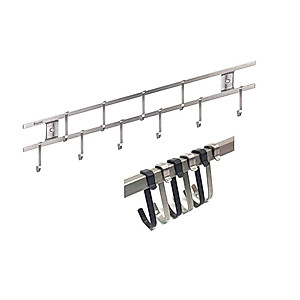 YOLLIT 24 Inch Stainless Steel Magnetic Knife Strip, with 10 Removable Square Hooks, Multi-use as Knife Holder, Utensil Rack, Cookware Rack, Cutting Board Rack, Space Saving Organizer for Kitchen