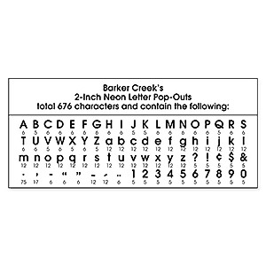 Barker Creek Letter Pop-Outs, 2" Neon, Multicolor Designer Letters for Bulletin Boards, Breakrooms, Reception Areas, Signs, Displays, and More! 2", 676 Characters per Set (1901)
