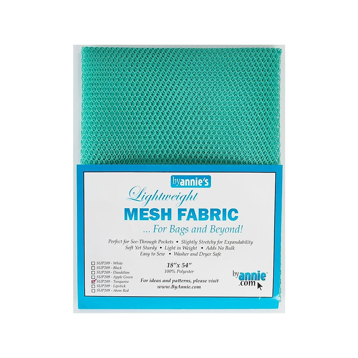 By Annie Mesh Fabric Lightweight 18"x 54" Turquoise, 18" by 54"