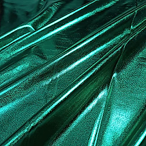 Hologram Metallic Foil Stretch Fabric Width 58 Inches(Green 1yard)