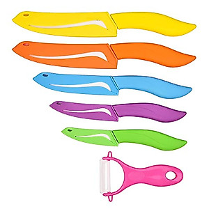 Ceramic Knife Set, 6 Piece Kitchen Knife Set with Sheath Covers and Peeler Set - kitchen Chef Chef's Paring Bread Set