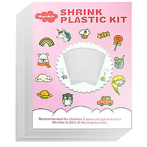 Warckon 50 Pieces Shrink Plastic Sheets, Shrink Art Paper Shrink Film Sheets Frosted Ruff n' Ready for Kids Creative Craft, Create Your Own Shinky Dinks, Earrings, Necklace, Keychains (5.7 X 4.1 inch)