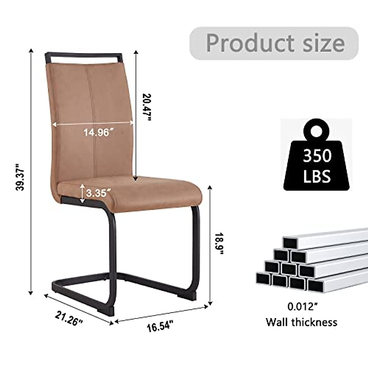 BAOPIN Modern Dining Chairs Set of 4, Brown Side Dining Room Chairs, Armless Kitchen Chairs with Faux Leather Padded Seat High Back and Sturdy Chrome Legs, Chairs for Dining Room,Kitchen,Living Room