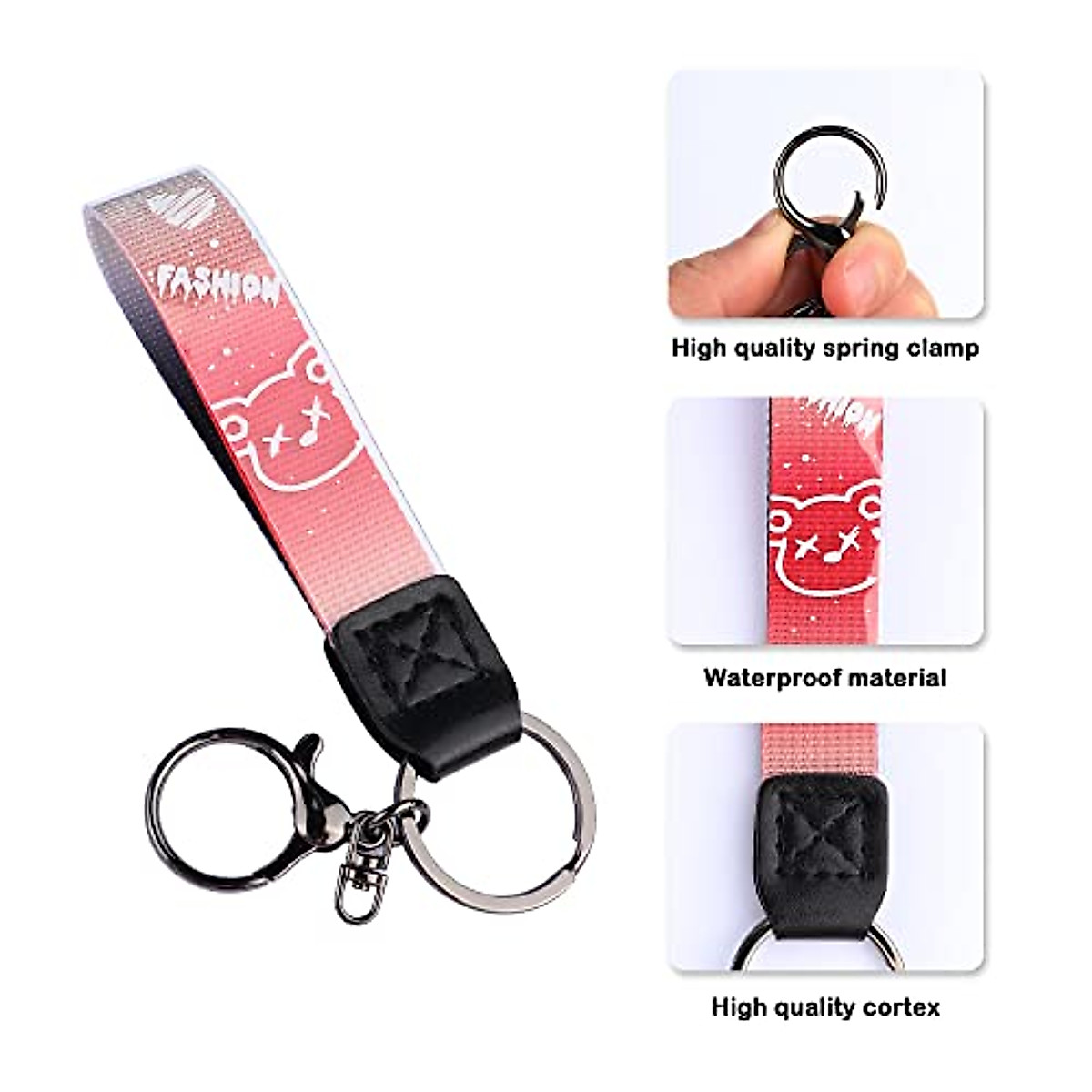 Kawaii Car Keychain Gradient Color Cute Keychains for Women/Men/Girls/Kids,Personalized Bear Keychains for Backpacks Charms Purse (Red)…