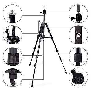 QISHI YUHUA Wig Stand Tripod with Non-Slip Base Adjustable Mannequin Head Stand with Hook Heavy Duty Manikin Head Tripod
