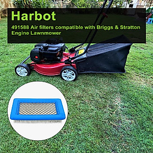 Harbot 491588S 491588 Air Filter for Troy-Bilt TB110 TB230 TB210 Briggs and Stratton 4915885 399959 Flat Air Cleaner Cartridge 3.5-6.5 Hp Quantum Engines Lawn Mower Parts Air Filter