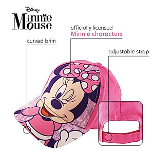 Disney Little Baseball Cap, Minnie Mouse Adjustable Girl Hats for Kids Ages 4-7, Pink