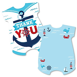 Big Dot of Happiness Ahoy It’s a Boy - Shaped Thank You Cards - Nautical Baby Shower Thank You Note Cards with Envelopes - Set of 12