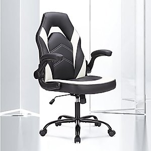 Computer Gaming Chair High Back, Ergonomic Office Seat with Flip-up Armrest, Wheeled Video Gamchair for Adults
