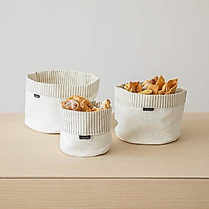 LinenMe, Beige/White Lara Cotton Basket, 6 by 8-Inch, Standard