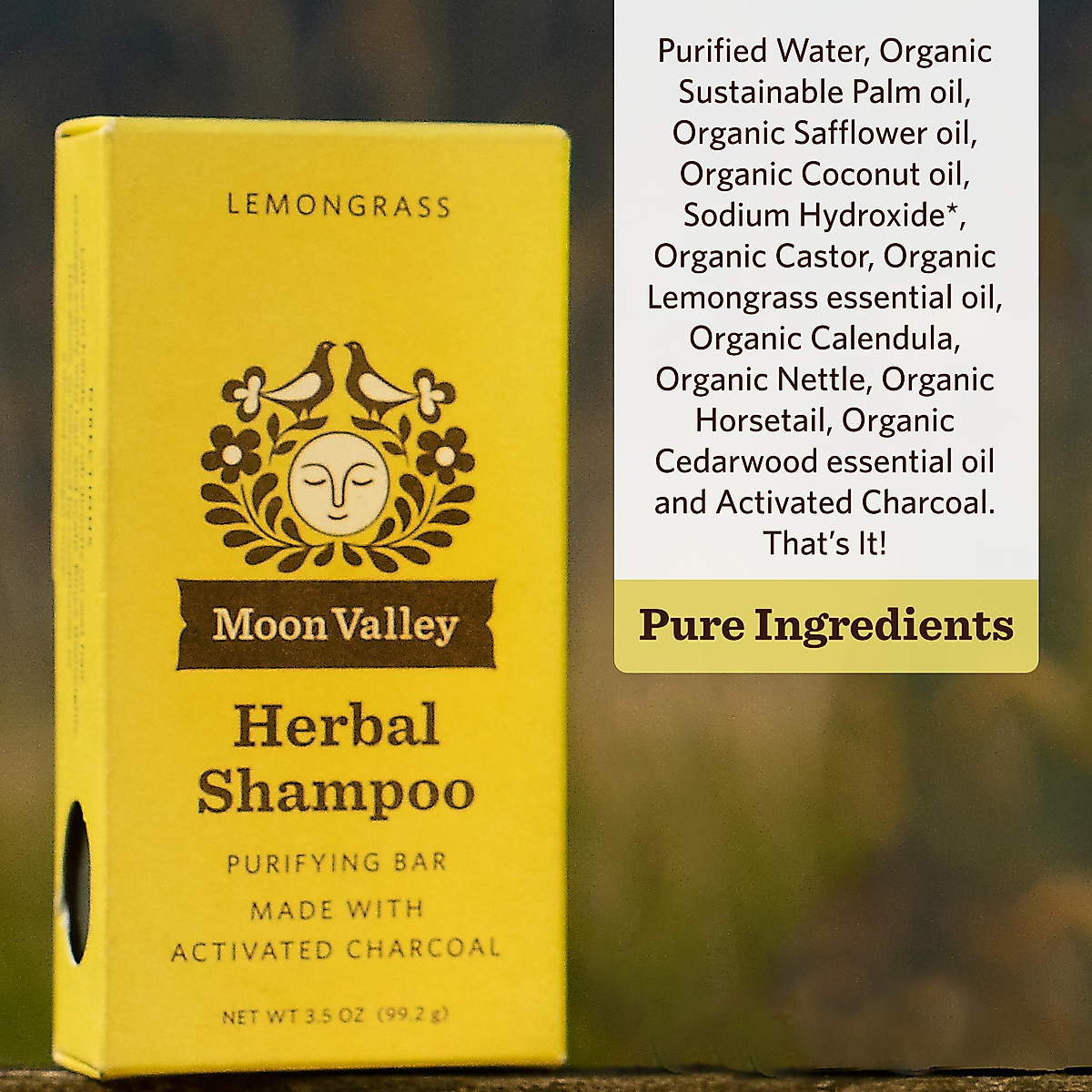 Moon Valley Organics HERBAL SHAMPOO BAR - LEMONGRASS CHARCOAL (2PACK)