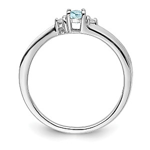 IceCarats 925 Sterling Silver Blue Aquamarine Diamond Ring Gemstone Band March Birthstone Jewelry Size 7.00