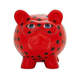 Miraculous Ladybug Piggy Bank for Girls – Kids’ Ceramic Coin Bank, Red
