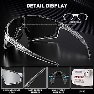 KAPVOE Polarized Cycling Glasses For Men Women MTB Glasses Mountain Bike Glasses TR90 Sport Sunglasses Bicycle Riding Glasses Biking Glasses Road Bike Sunglasses Running Golf Cycle Glasses Silver