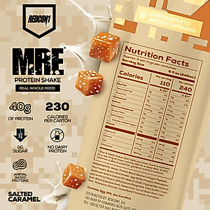 REDCON1 MRE Ready to Drink Protein Shakes, Salted Caramel - Protein Drinks with Whole Food Sources - Sugar Free RTD Shake Formulated to Fuel Athletes at Any Time (12 Pack)