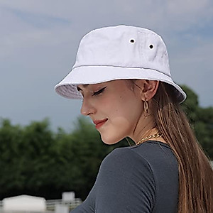 kozinu Washed Cotton Bucket Hats Packable Summer Outdoor Cap Travel Beach Sun Hat Plain Colors for Men Women