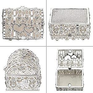 ELLDOO Treasure Chest Box Floral Engraved Jewelry Box Wedding Box Keepsake Box Ring Earring Small Trinket Storage Organizer Box for Girls Women Wedding Brithday Gift