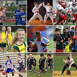 Sports Mouth Guard for Kids Youth/Adults-Mouthguard for Lacrosse, Basketball, Karate, Flag Football, Martial Arts, Rugby, Boxing, MMA, Hockey -Free Carrying Case for Mouthguard(White Pink Kids)