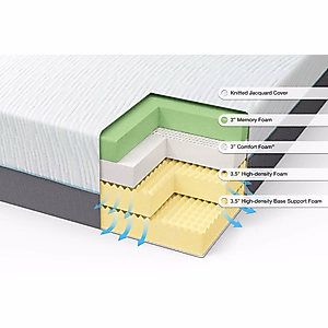 Zinus 13 Inch Green Tea Pressure Relief Memory Foam Mattress/Zoned Airflow Design/CertiPUR-US Certified/Bed-in-a-Box, Queen