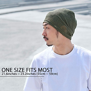CHARM Mens Light Weight Summer Beanie - Womens Breathable Slouchy Beanie Knit Hat Baggy Slouch Cap Black