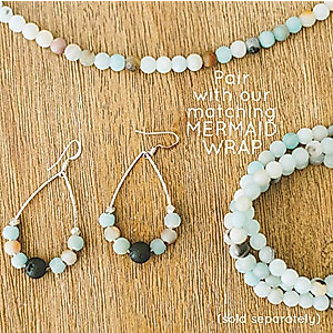Subherban Essential Oil Earrings - MERMAID Aromatherapy Hoop Earrings with Lava Rock - Anti Stress & Anxiety Amazonite - Handmade Jewelry - Gifts for Women
