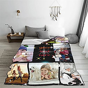 Hiffey Custom Blanket with Text Picture Customized Throw Blankets, Birthday Anniversary Wedding Gifts Personalized for Dad, Mom, Kids, Dogs, Friends Or Couples Photo 30"×40"