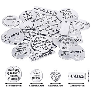 Hicarer 259 Pieces Inspirational Motivational Keychains Charms Bulk Keychains Inspirational Words Charms with Open Jump Rings Key Rings for Various DIY Necklaces, Bracelets
