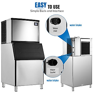 Commercial Ice Maker Machine 350LBS/24H, 310LBS Large Storage Bin, 14x13 Ice Cube, Stainless Steel, for Restaurant/Bar/Business…