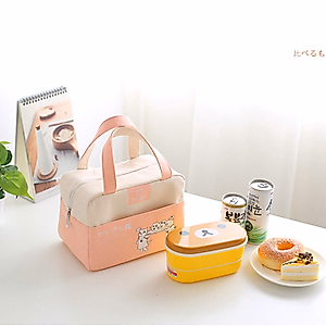 NEWGEM Stylish Bento Lunch Carry Bags - Thermal Cooler Lunch Tote Handbag with Pockets Durable Handles Fashionable Japanese Printing for Kids Teens Preschool High College School Student