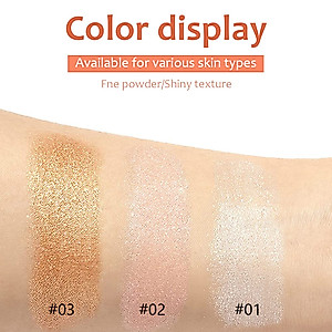 Highlighter Stick Makeup 3pcs Set,Body Shimmer Patting Powder Glitter High Gloss Sparkle Loose Powder Stick Brighten Face Body Lips Eyes Glow Cosmetic-3pcs Moonbeam (White+Pink+Gold)