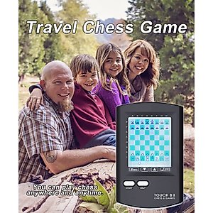 Vonset Touch Electronic Chess 8 in 1 Chess Handheld Electronic Chess Game for Kids and Adults to Learn Chess Travel Chess Set with Stylus Large LCD Display Gift
