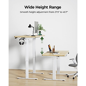 Marsail Standing Desk with Drawer, 48x24 Inch Adjustable Height Standing Desk, Electric Stand up Desk, Sit Stand Home Office Desk, Ergonomic Workstation for Home Office Computer Gaming Desk Maple