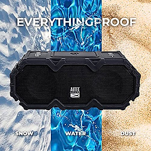 Altec Lansing LifeJacket Jolt - Waterproof Bluetooth Speaker, Durable & Portable Speaker with Qi Wireless Charging and Voice Assistant, Black w/Lights