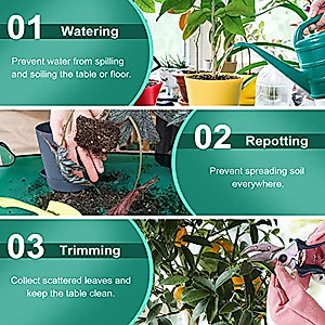 Auofin Plant Repotting Mat 2 pcs Waterproof Transplanting Mat Indoor Gardening Potting Succulents Portable Tray with Gardening Gloves - 39.4" and 26"