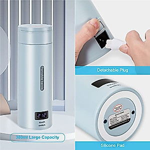 Small Portable Electric Kettle, Travel Mini Electric Tea Kettle, Personal One Cup Hot Water Boiler, 3-in-1 Portable Water Boiler Kettle (Blue)