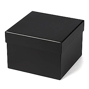 Square Gift Boxes with Lids Set of 4 Black Gift Box Assorted Sizes Nesting Gift Boxes for Presents Birthday Bridesmaid Wedding Valentines Christmas Party Favor Boxes