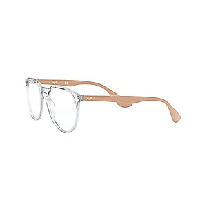 Ray-Ban Women's RX7046 Erika Round Prescription Eyeglass Frames, Transparent on Nude/Demo Lens, 51 mm