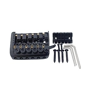 Guyker 6 String Saddle Headless Guitar Bridge Tailpiece With Worm Involved String Device for Headless Guitar Accessories Replacement Part W2004 Black