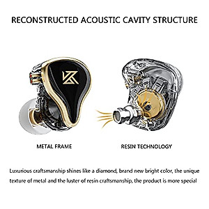 KZ ZAS IEM Earphones,16-Unit Hybrid High-Frequency 7BA+10mm Dual DD HiFi Stereo Sound Earphones Noise Cancelling Earbuds Built-in Callable(in-Ear Headphones Wired Black with Microphone)