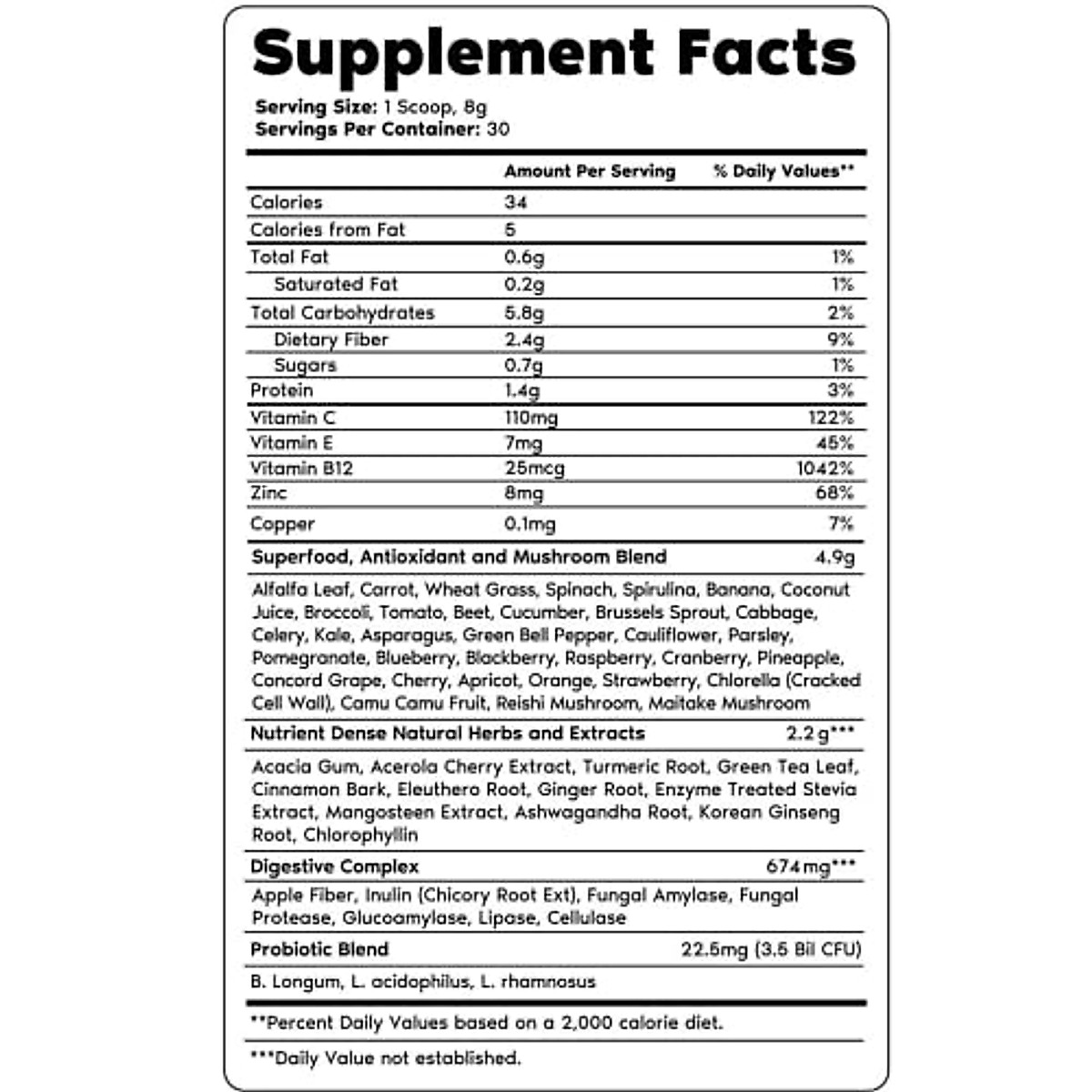 Primal Harvest Super Greens Powder, 30 Servings w/+50 Greens Superfood Chlorella, Probiotics, Green Tea, Wheatgrass, Kale, Turmeric, Green Superfood Powder for Energy - Primal Greens Green Powder