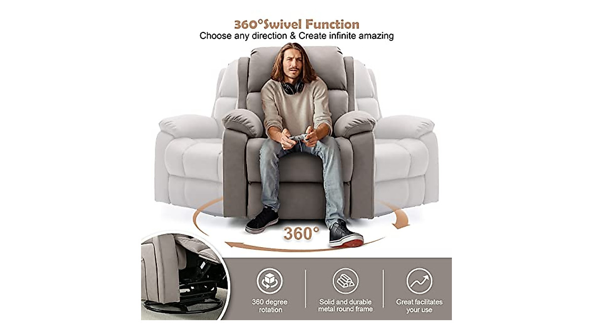 HOMREST Microfiber Massage Recliner Chair with Heat & Swivel