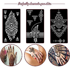 Koogel 18 Sheets Henna Tattoo Stencil Kit, 97 PCS Temporary Glitter Airbrush Flower Tattoo Stencils for Women and Girls Arabian Realistic Tattoo Stickers for Face Paint Body Art