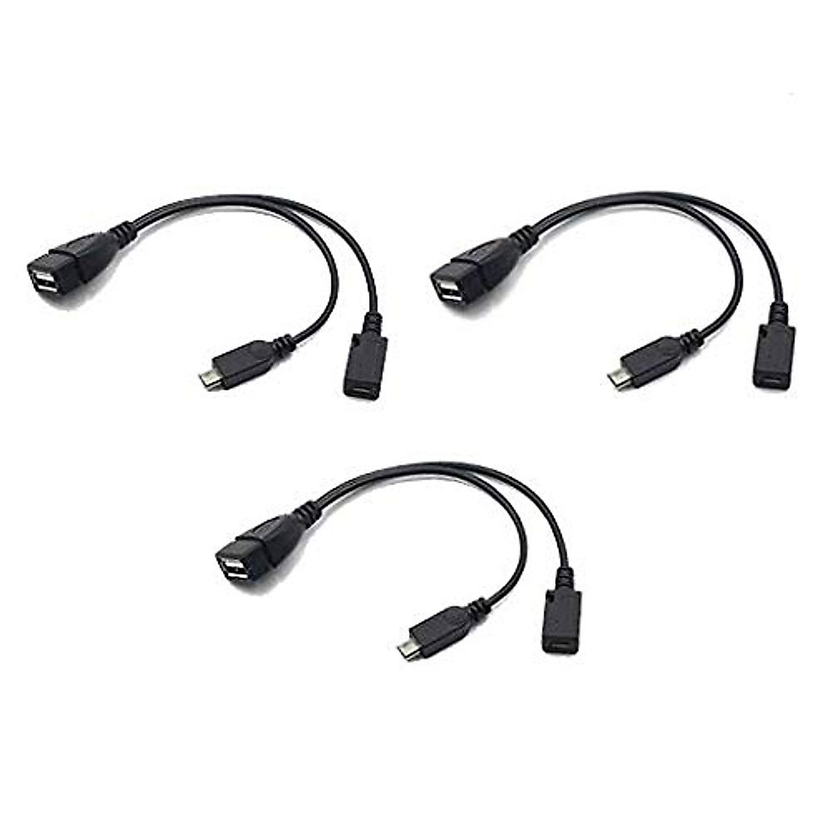 3 Pack OTG Cable Replacement for Fire Stick 4K, Compatible Samsung, Replacement for Amazon Fire TV, Compatible with LG Android Phone Tablet Micro USB Host with Micro USB Power