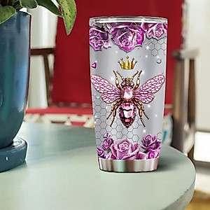 WONWIX Personalized Queen Bee Gifts for Women Insulated 20oz Stainless Steel Gift for Girls, Wife, Daughter Bee Lovers, Water Bottle, Travel Cups Tumblers Christmas Birthday Mother's Day Valentine