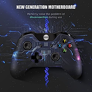 Wireless Game Controller for Xbox One, MissHome Xbox Controllers with Button Caps Compatible with Xbox One/X/S/Series X/S/Elite/PC Windows with 3.5mm Aduio Headphone Jack (Nebula)