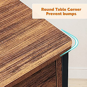 SunnyFurn Nightstand with 2 Tier Storage Shelf,Bedside Table for Living Room and Bedroom,Easy to Install Side Table,End Table with Drawer Shelves for Small Space,Set of 2 Brown