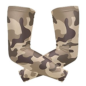 ALAZA Camouflage Brown Cooling Arm Sleeves Cover Uv Sun Protection for Men Women Running Golf Cycling Arm Warmer Sleeves 1 Pair